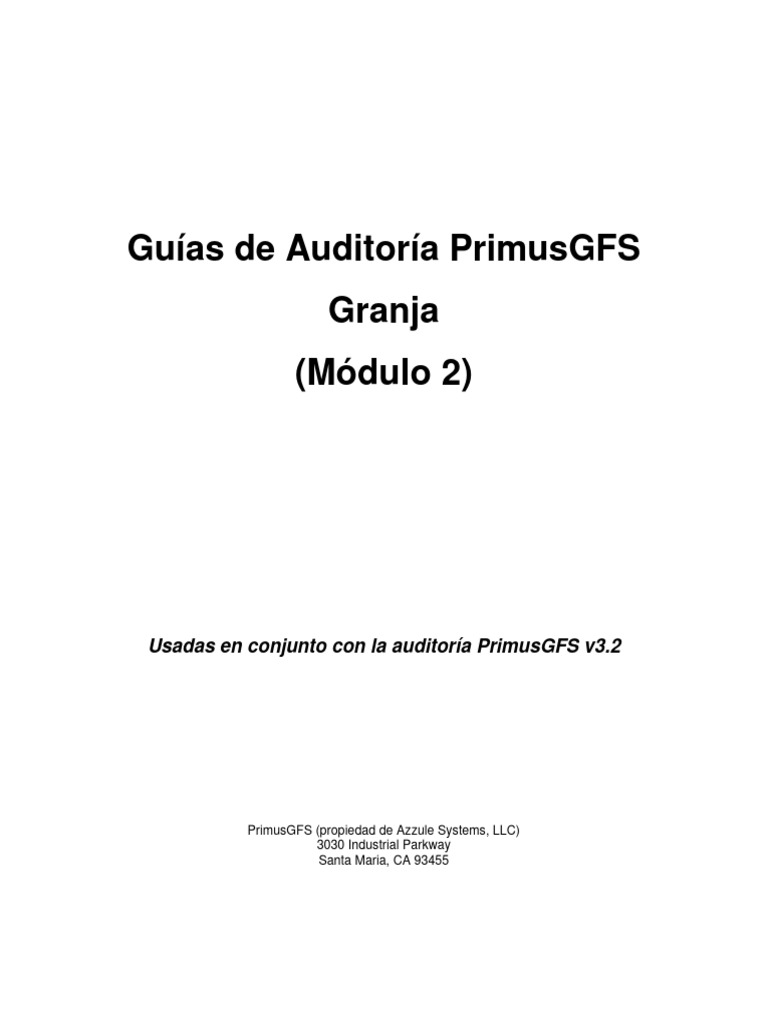 Guía de Auditoría PrimusGFS Granja | PDF | Seguridad alimenticia ...