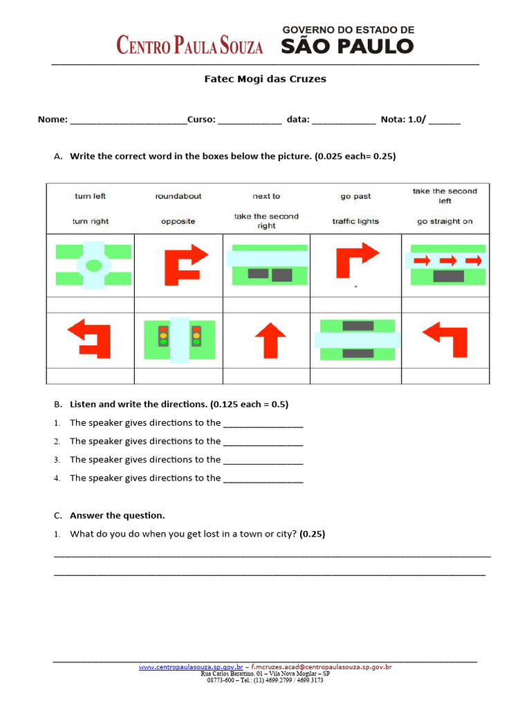 Listening and Directions Exercise | PDF