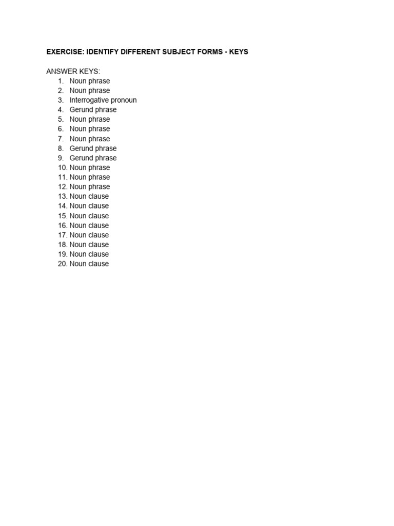 Identify Subject Forms | PDF | Foreign Language Studies