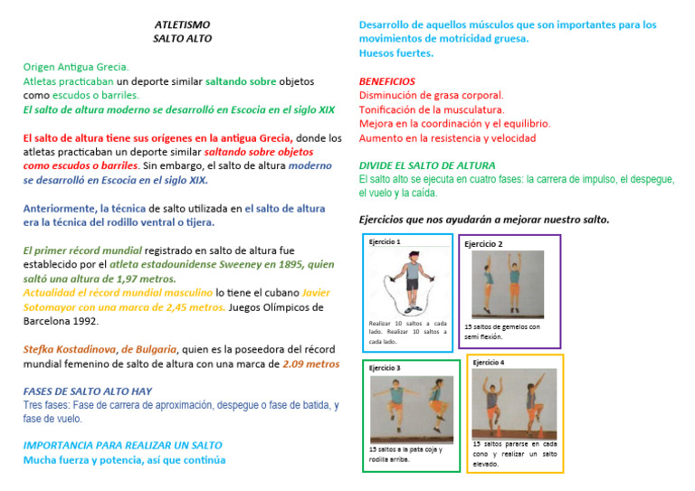CLASE ATLETISMO SALTO ALTO | PDF | Deporte del atletismo | Ejercicio físico