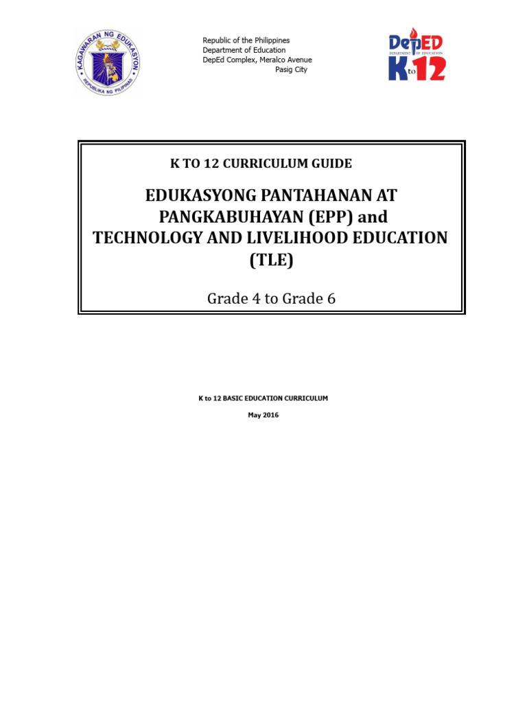TLE and EPP Curriculum Guide for Grades 4-6 | PDF | Entrepreneurship ...