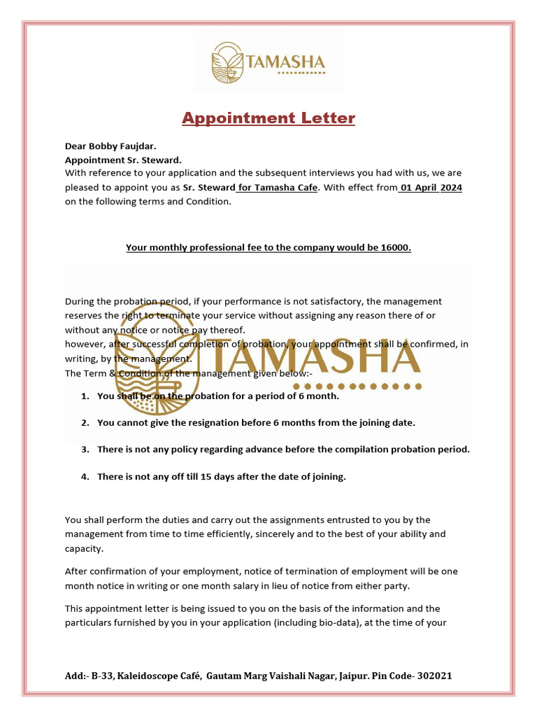 Joining Letter of Sr. Stw. Bobby | PDF | Justice | Crime & Violence