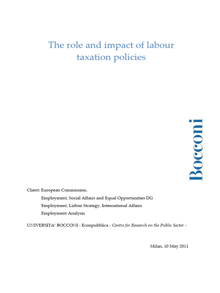 The Role and Impact of Labour Taxation Policies | PDF | Taxes | Labour ...