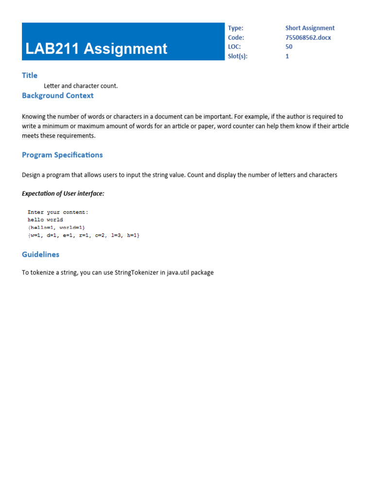 LAB211 Assignment: Title Background Context | PDF