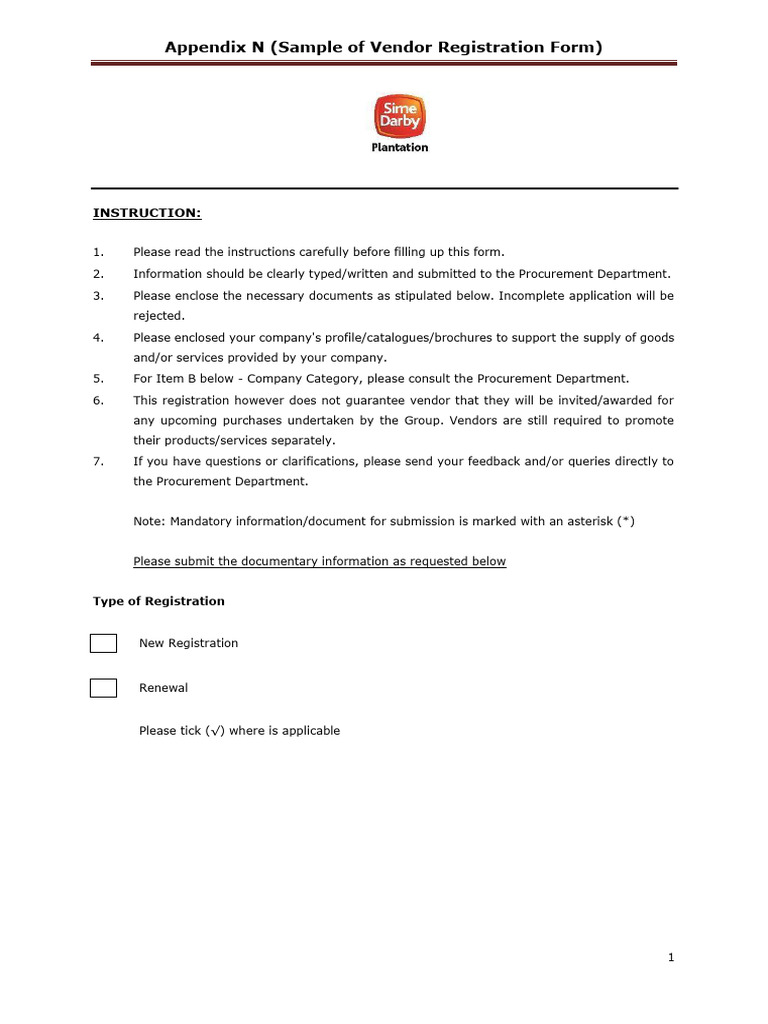 Vendor Prequalification and Registration Form | PDF | Identity Document ...