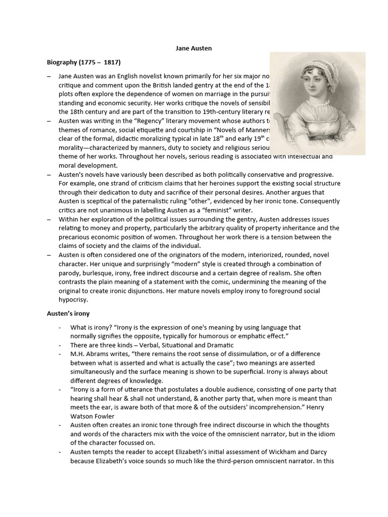 Austen Woolf Student Handout | PDF | Irony | Virginia Woolf