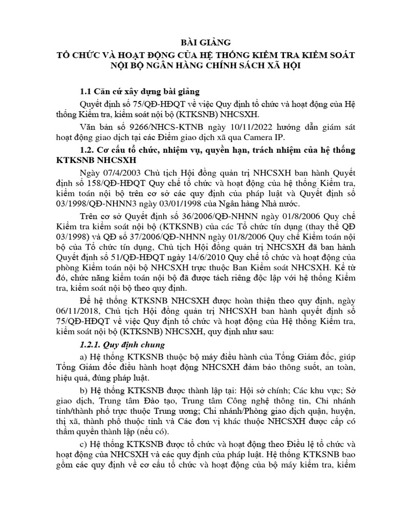 2 To Chuc Va Hoat Dong He Thong KTKSNB | PDF