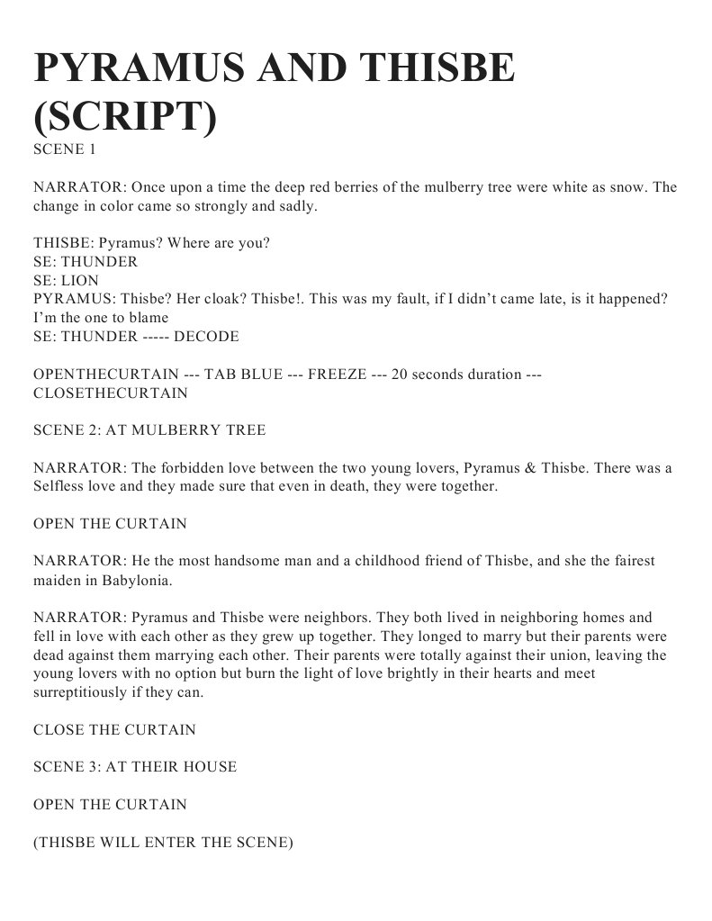 Pyramus and Thisbe | PDF