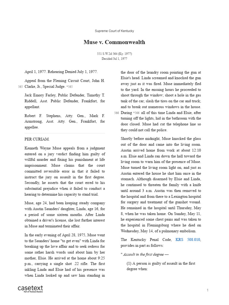 Muse v. Commonwealth | PDF | Crimes | Crime & Violence