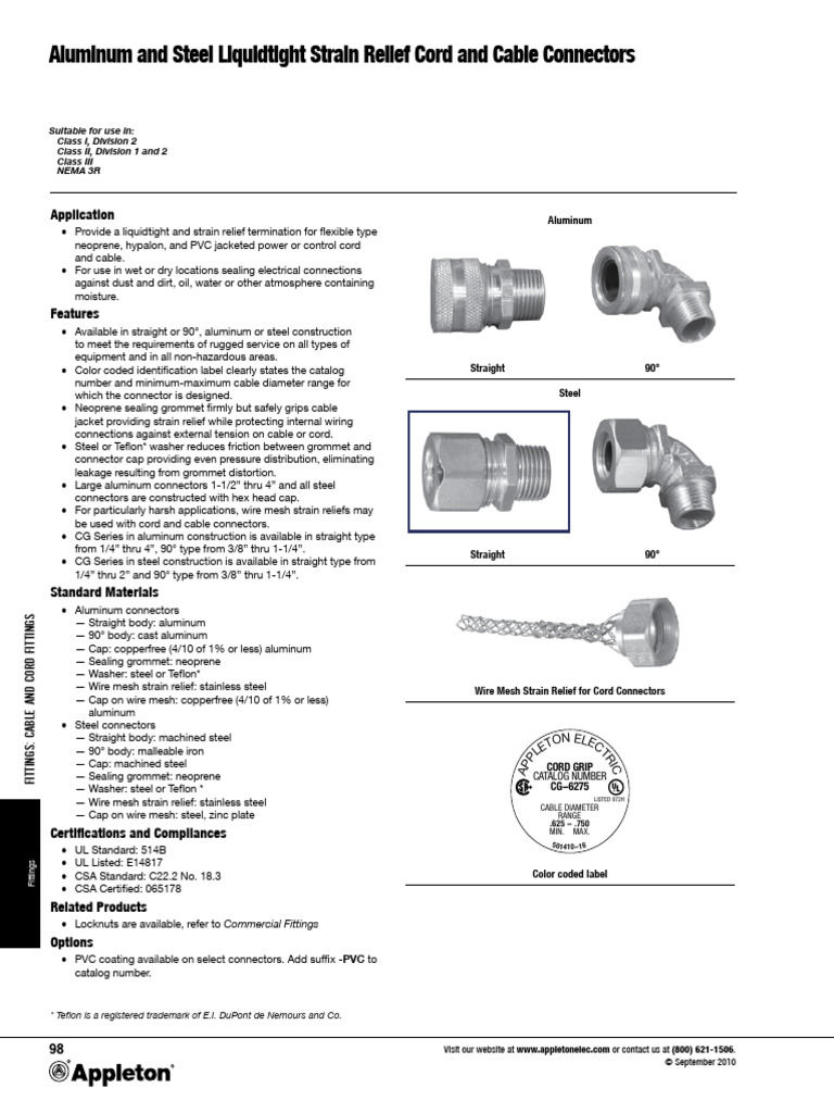 Appleton_CG-0625_Specification_Sheet | PDF | Electrical Connector ...