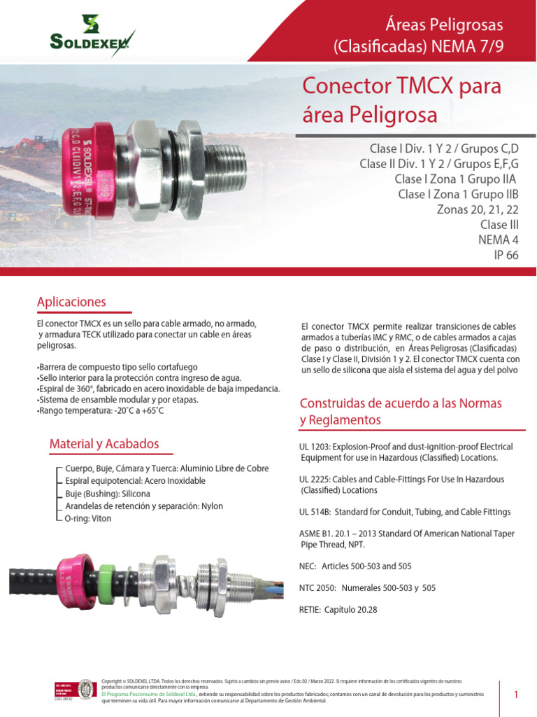 Conector TMCX Area Peligrosass | PDF | Materiales | Componentes eléctricos