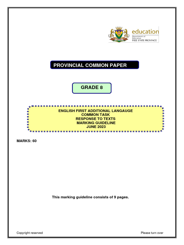 Final Grade 8 EFAL June 2023 MG | PDF | Water | Drought