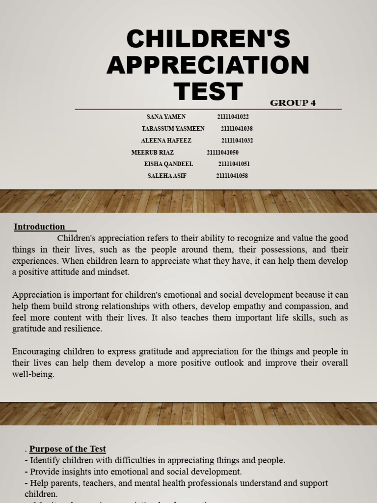 Children's Appreciation Test | PDF | Empathy | Gratitude