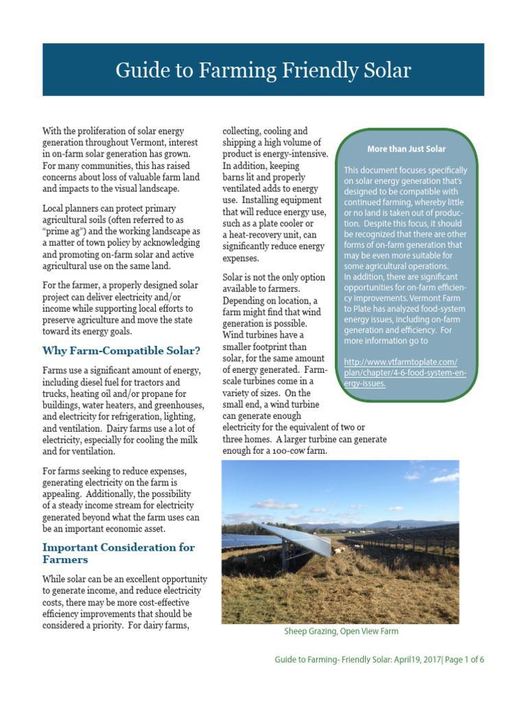 Farming-Friendly Solar Solutions Guide | PDF | Farms | Solar Energy