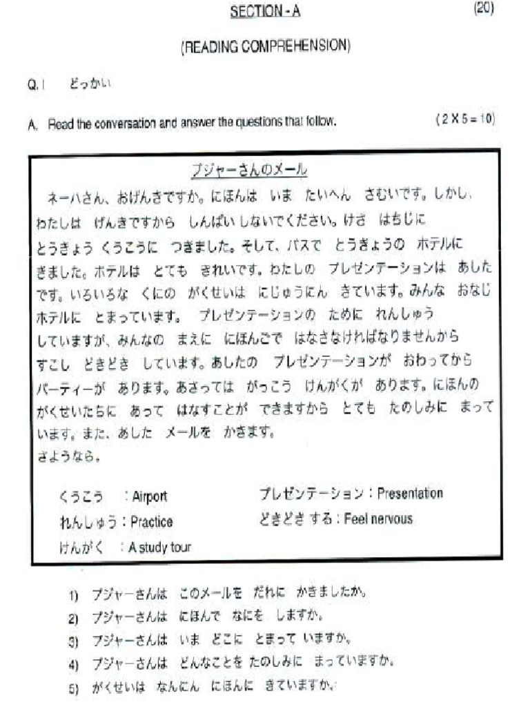 CBSE Class 10 Japanese Question Paper Solved 2019 | PDF