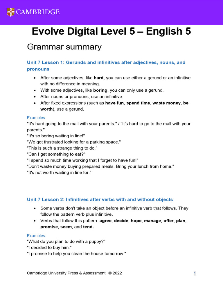 Unit 7 - E5 - Grammar | PDF
