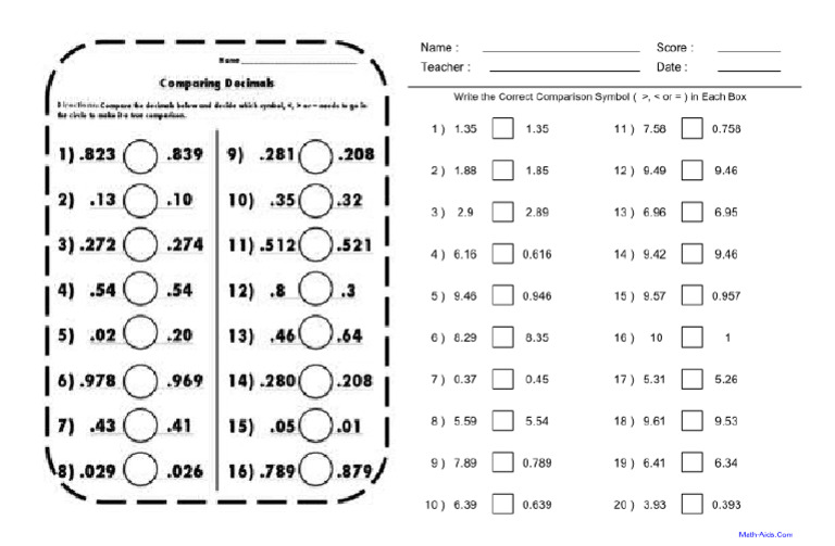 Decimals Practise Set 3 | PDF