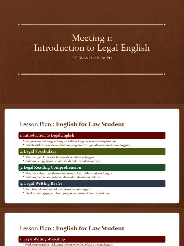 Meeting 1 Introduction to Legal English | PDF | English Language | Justice