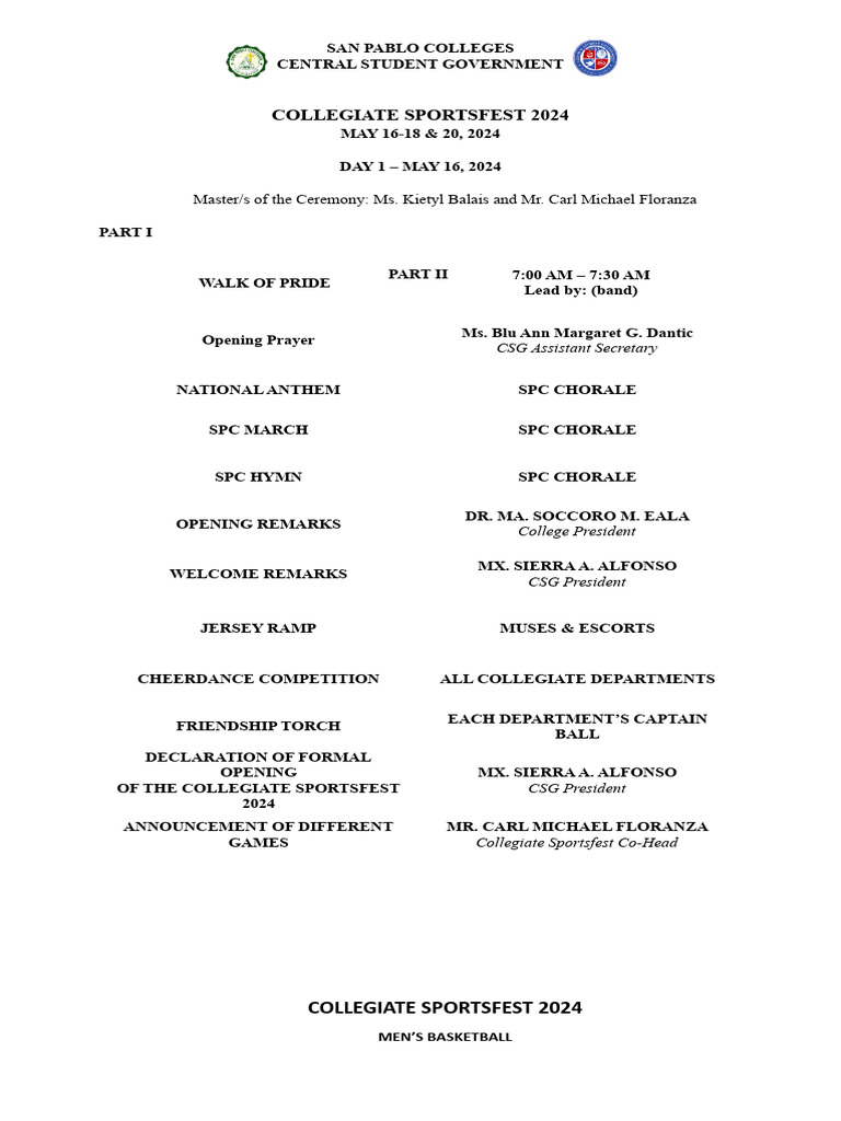 Updated Sportsfest Program | PDF | Sports | Summer Sports