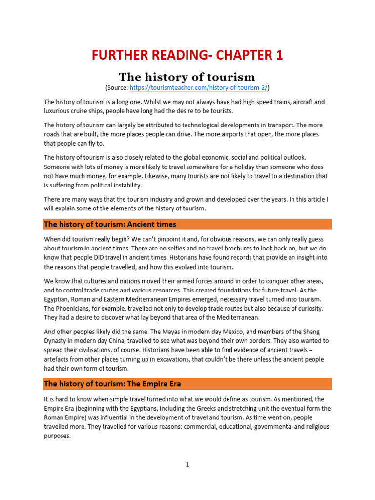 W2-Chapter 1-Reading 02 - Further Reading | PDF | Tourism | Roman Empire