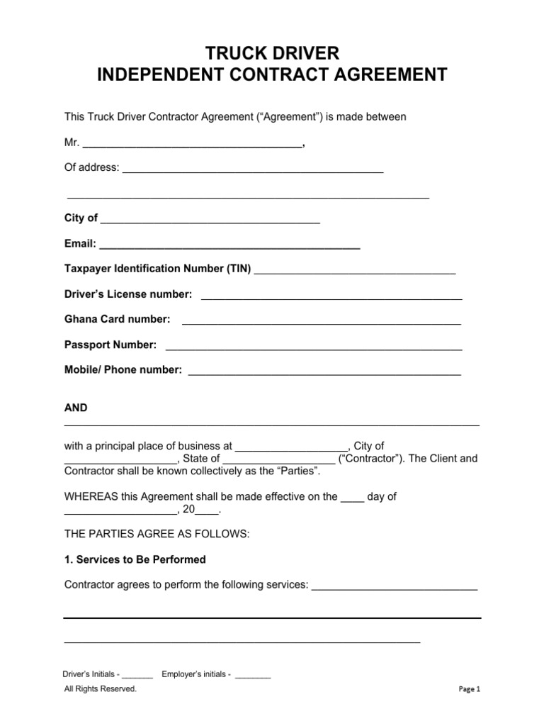 Truck Driver Contract Agreement | PDF | Employment | Indemnity