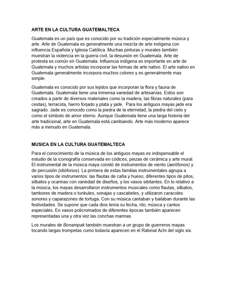 Arte y Cultura en Guatemala | PDF | Instrumentos musicales ...