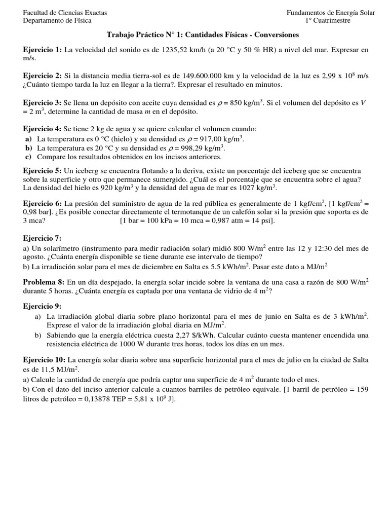 TP N° 1-Cantidades Físicas-Conversiones | PDF | Densidad | Agua