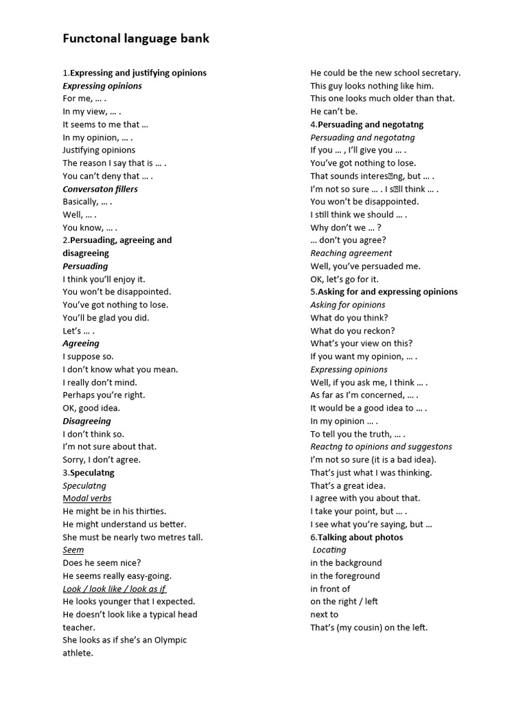 Functonal language bank | PDF