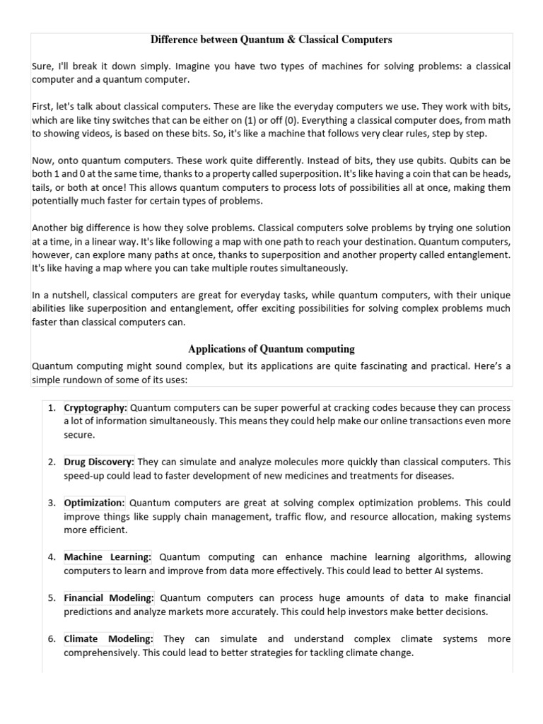 QC Difference & Applications | PDF | Quantum Computing | Applied ...