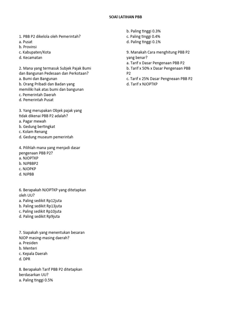 Soal PBB Kuis Brevet | PDF
