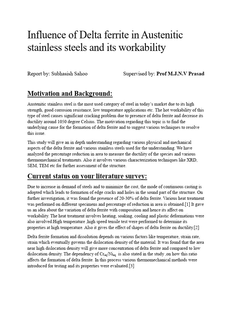Delta Ferrite in Austenitic Stainless Steel | PDF | Steel ...