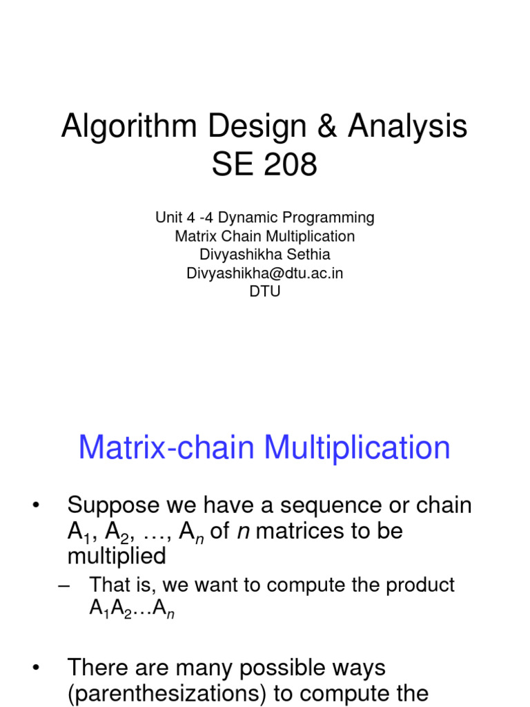 Unit 4 - 4 Dynamic Programming | PDF | Matrix (Mathematics ... Unit 4 - 4 Dynamic Programming | PDF | Matrix (Mathematics ...