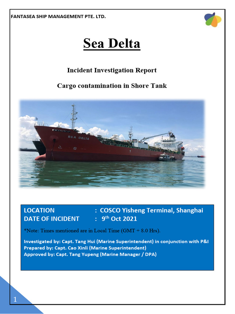 Sea Delta - Incident Report - Shore Tank Contamination Rev 0 | PDF ...