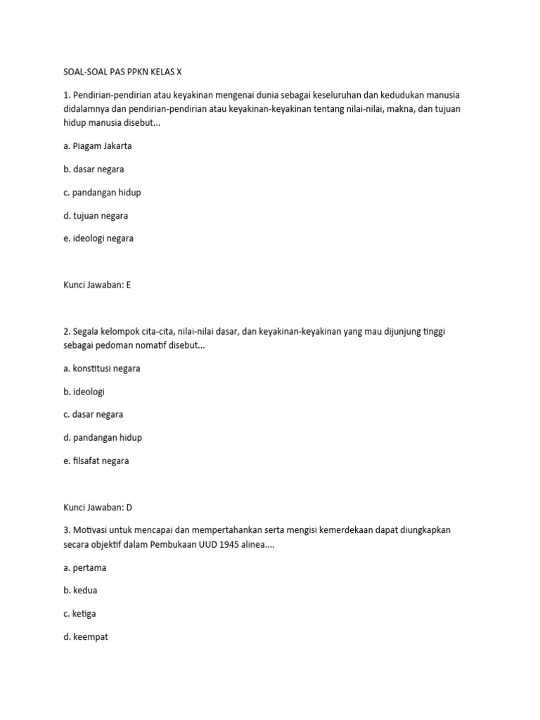 Soal Pas PPKN Kelas X | PDF | Politik | Ilmu Sosial