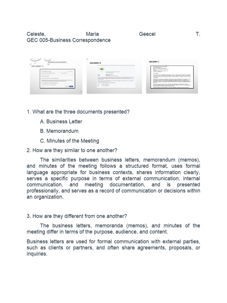 Types of Business Correspondence Explained | PDF
