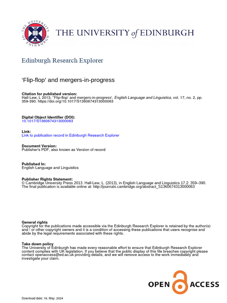 The Low Back Merger in Miami (Doernberger, Cerny 2008) | PDF | Vowel ...