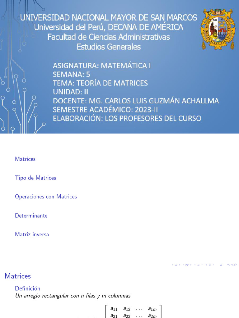 Semana 05. Teoría de Matrices. 01 de Octubre Del 2023 | PDF | Matriz ...