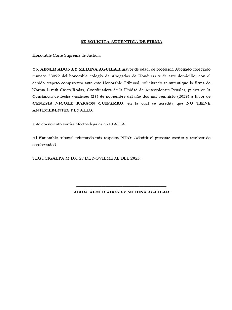Solicitud de Autentica de Firma Puesta en Constancia de Antecedentes ...