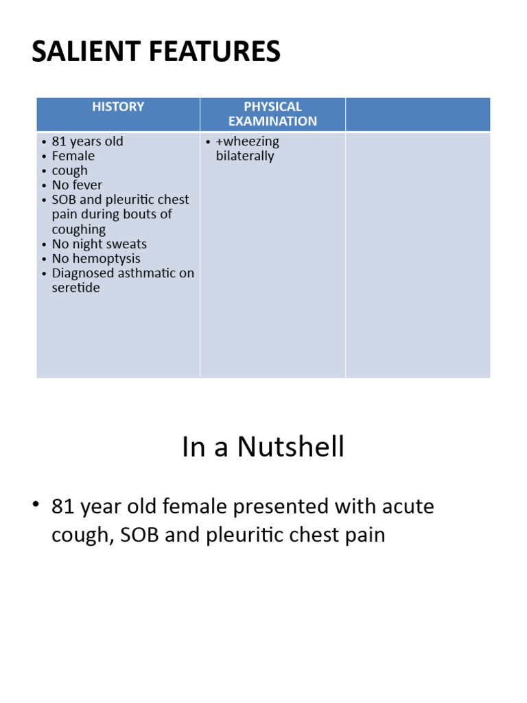 Salient Features: History Physical Examination | PDF | Asthma ...