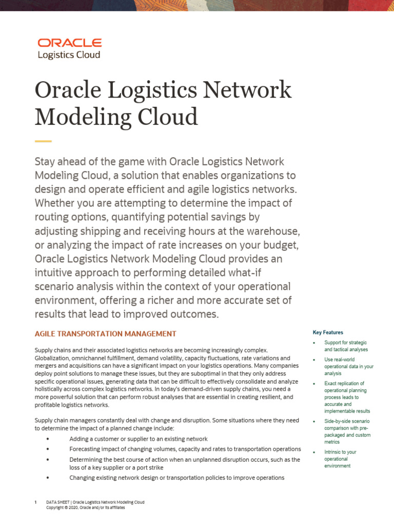 Oracle Logistics Network Modeling Ds | PDF | Logistics | Supply Chain