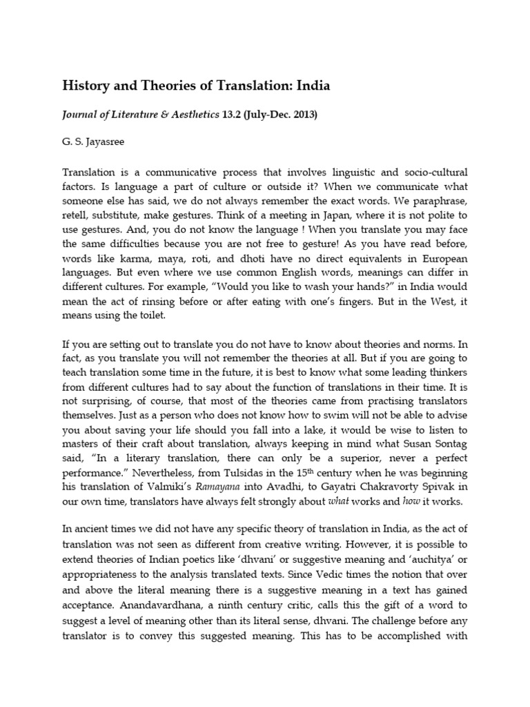 History and Theories of Translation Indi | PDF | Translations ...