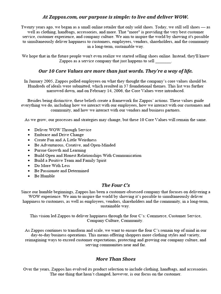 Zappos Statement | PDF | Zappos