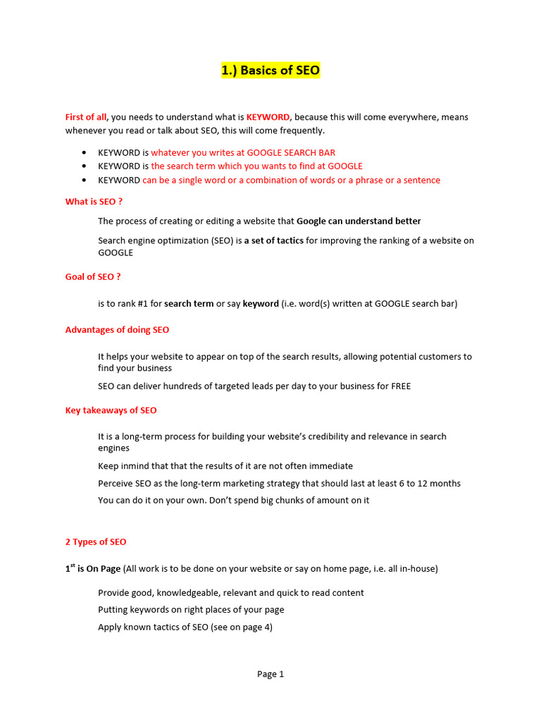 Basics of SEO | PDF | Search Engine Optimization | Websites