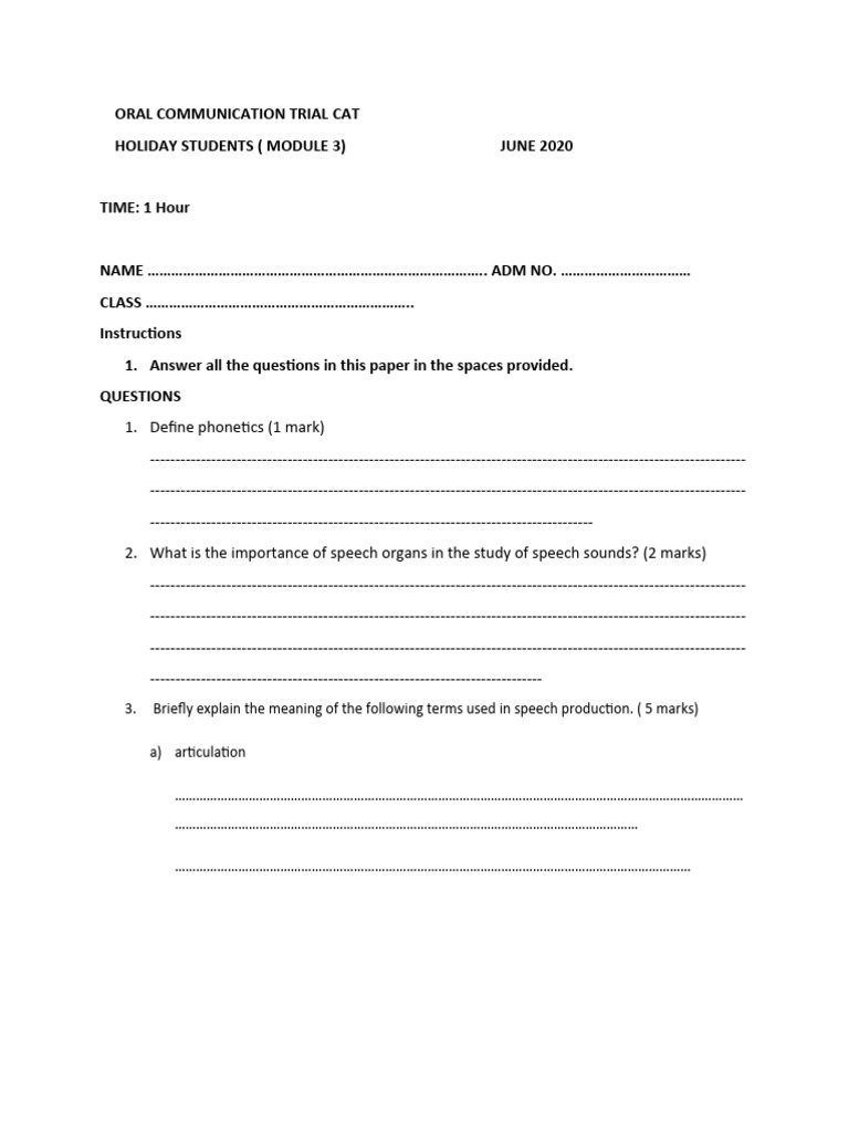 Oral Communication Trial Cat | PDF | Linguistics | Human Voice