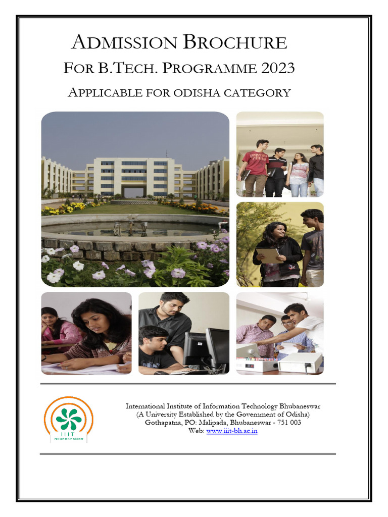 IIIT Admission Brochure 2023 Odisha Category | PDF | Libraries | Curriculum