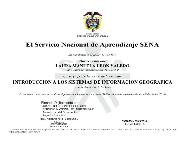 El Servicio Nacional de Aprendizaje SENA: Laura Manuela Leon Valero | PDF