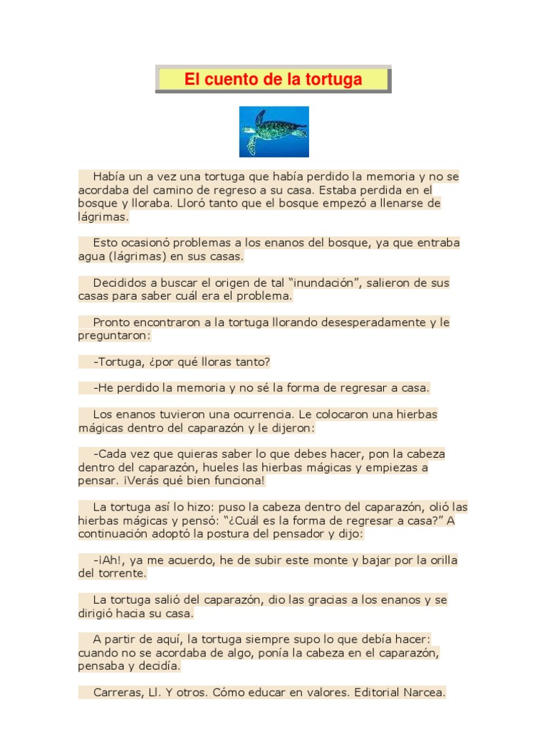 El Cuento de La Tortuga | PDF | Ocio