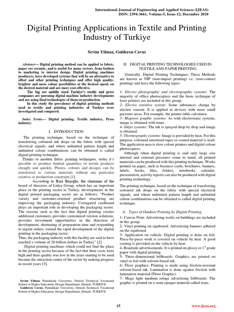 Digital Printing in Turkey's Textile Industry | PDF | Printing | Textiles