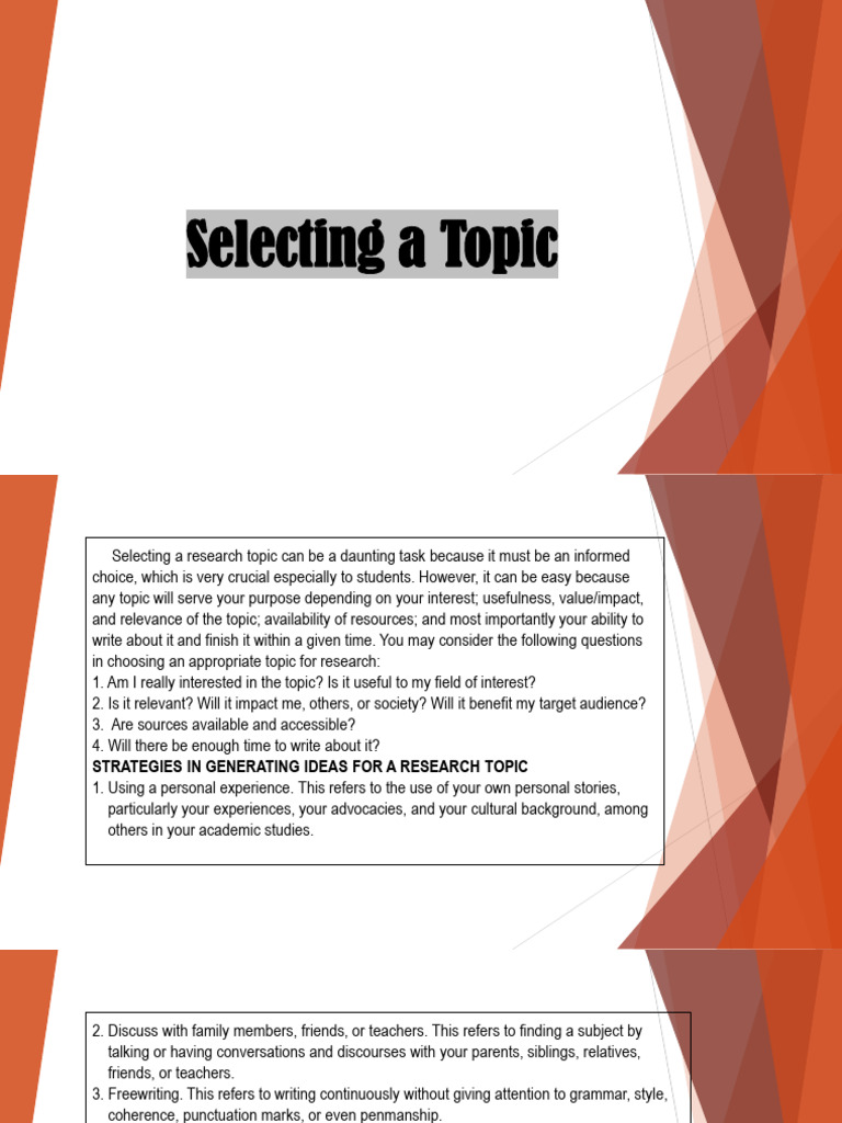 Selecting A Topic, Referencing, & Note-Taking Skills-1 | PDF | Citation ...
