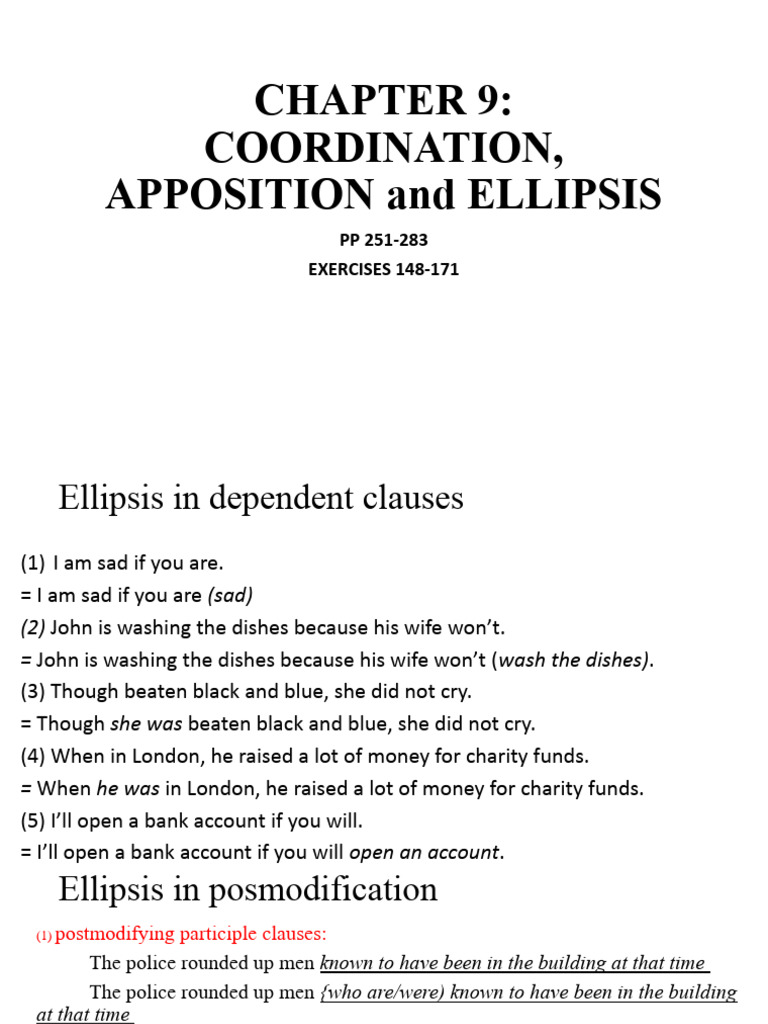 Session 8-Chapter 9 Coordination and Apposition | PDF | Syntactic Relationships | Syntax